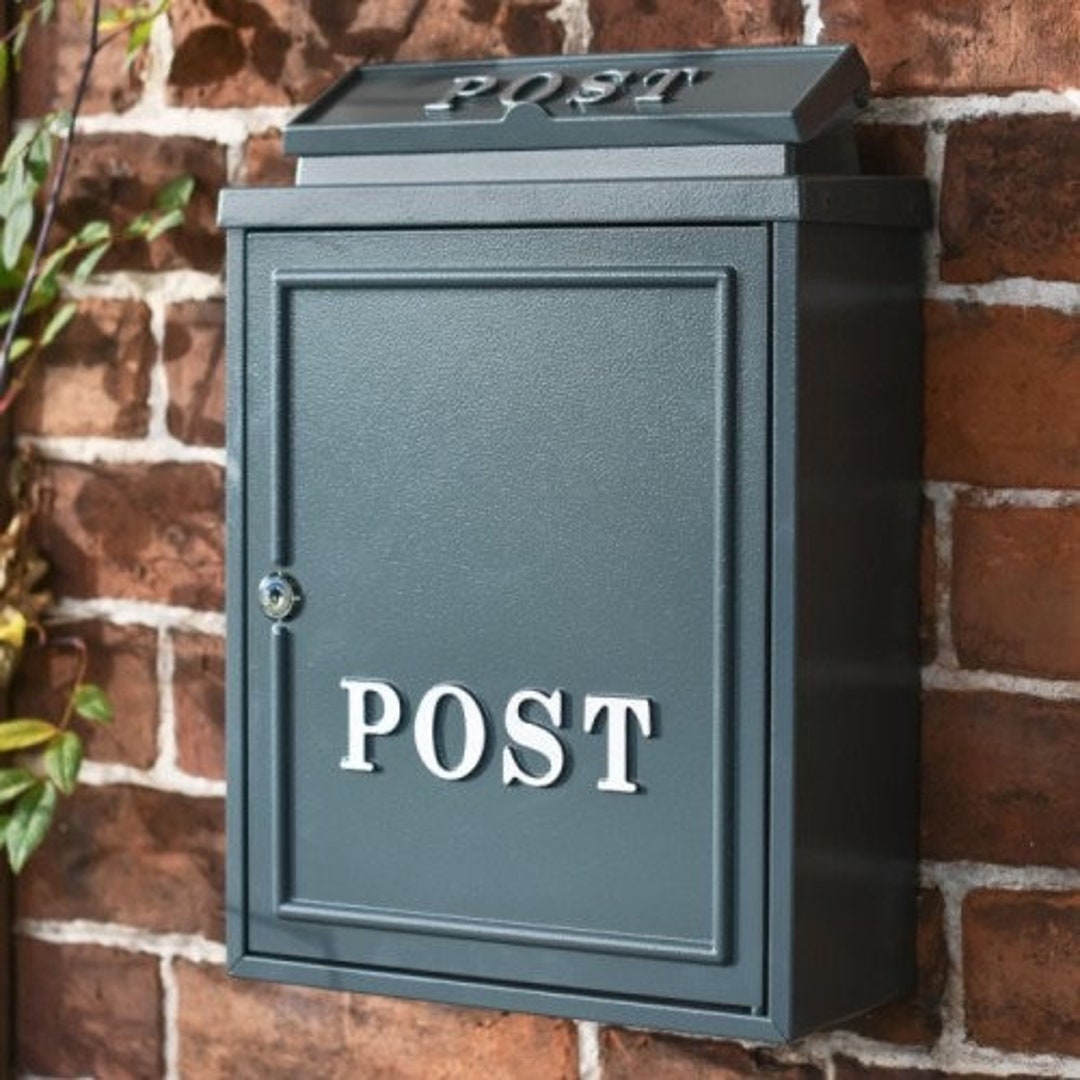 Hand Crafted Grey Post Box,silver Text Post Box, Steel and Aluminium ...