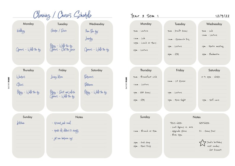 Week View Planner A4 Printable PDF Inserts Monday Start 2 Versions ...