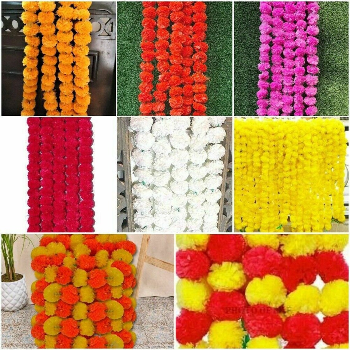 Artificial Marigold Garland Strings, Indian Wedding Diwali Decor, 52 ...