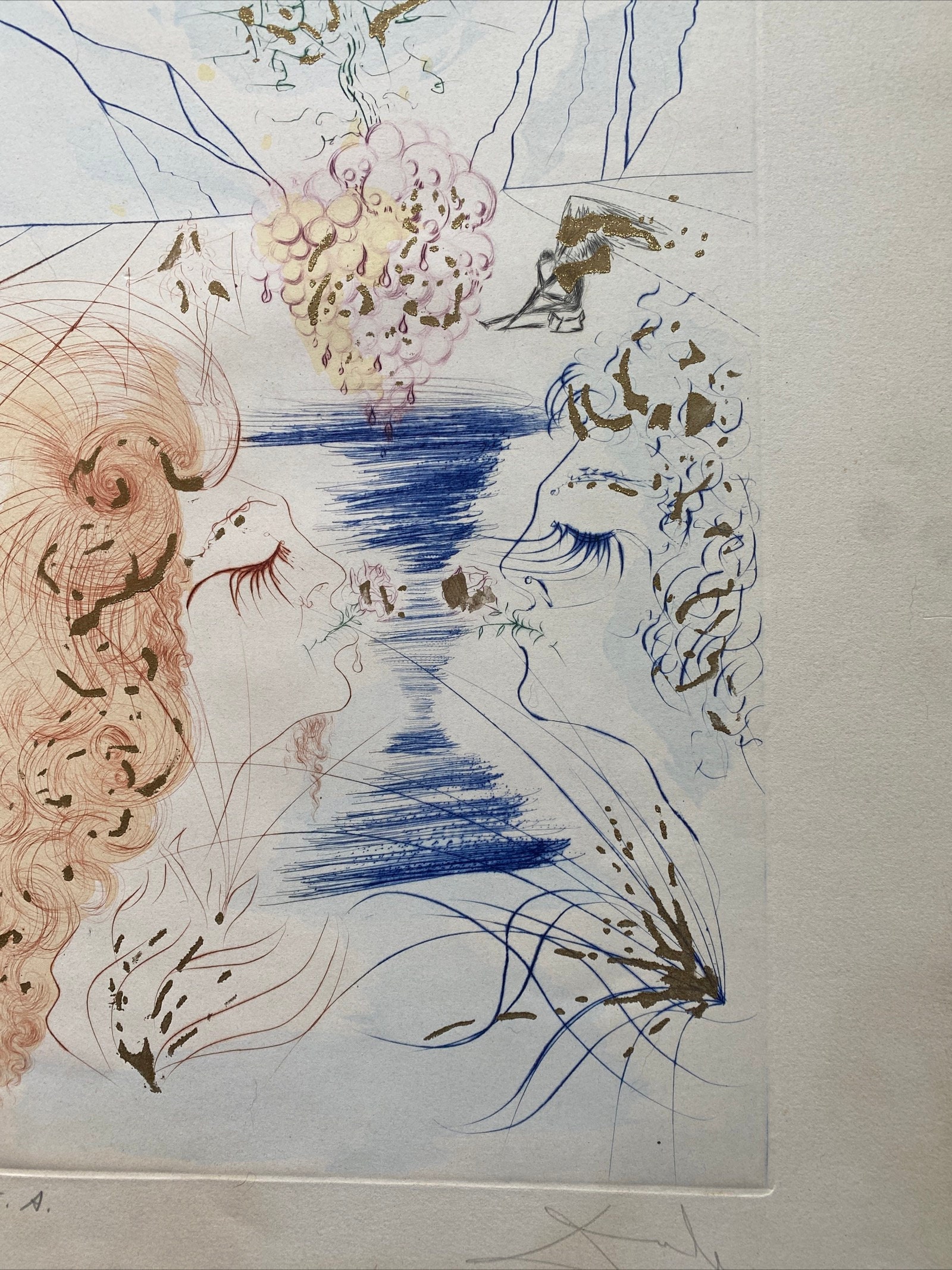 Salvador Dali - “the Kiss” RARE ARTIST PROOF 1972 Etching From Series ...