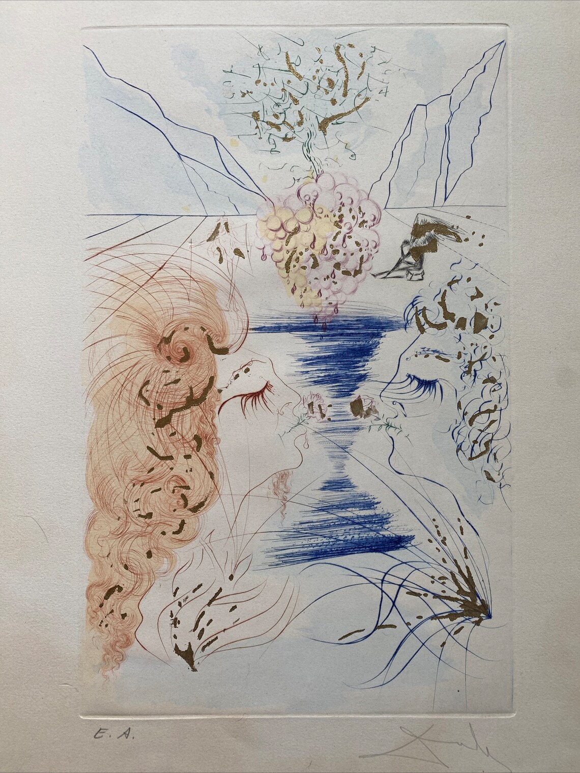 Salvador Dali - “the Kiss” RARE ARTIST PROOF 1972 Etching From Series ...
