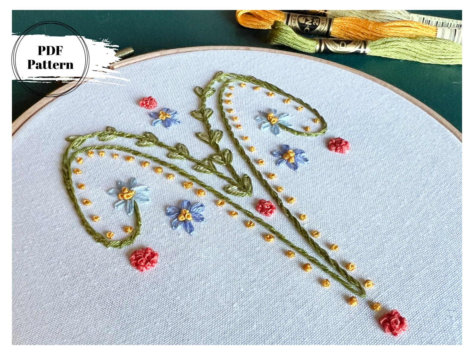 Floral Aries Symbol Hand Embroidery Pattern: Stitch & Color Guide (PDF ...