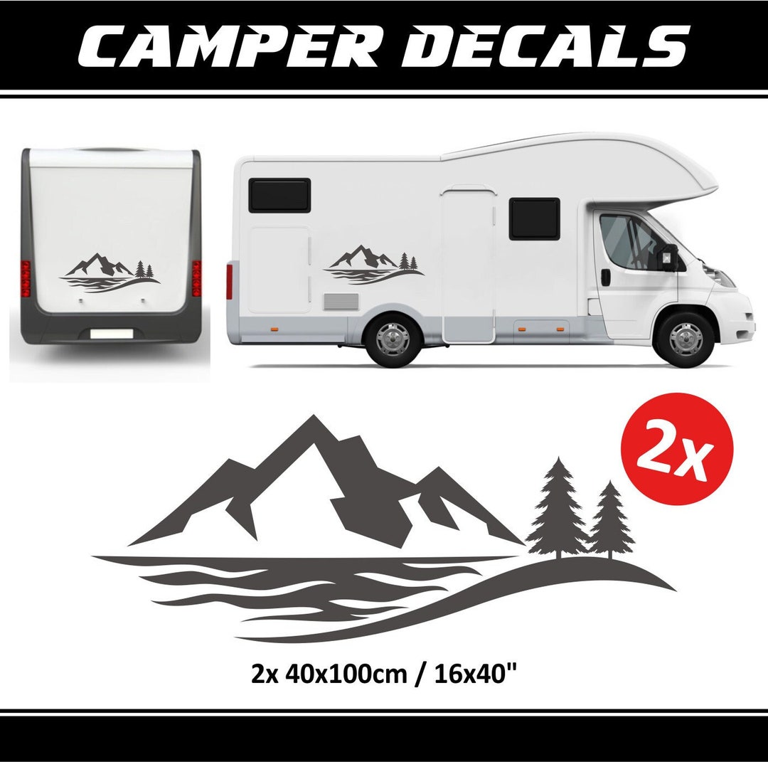 RV Motorhome Decor Camper Decal With Mountains View Campervan Sticker ...