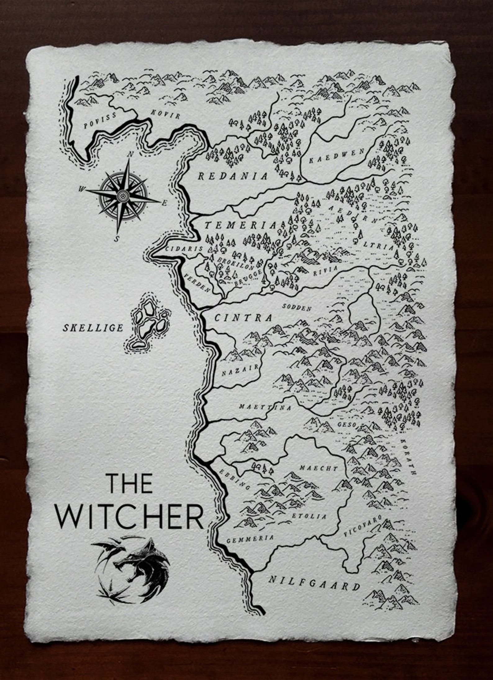 Witcher Map Continent, Geralt of Rivia Art, Witcher Poster, the Witcher ...