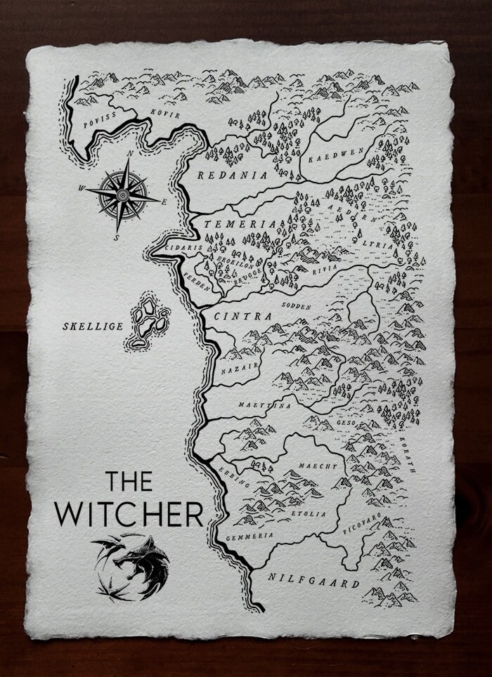 Witcher Map Continent, Geralt of Rivia Art, Witcher Poster, the Witcher ...