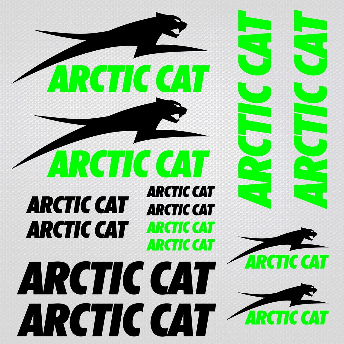 Arctic Cat Sticker Set | Snowmobile Decals With Neon Color Racing Team ...