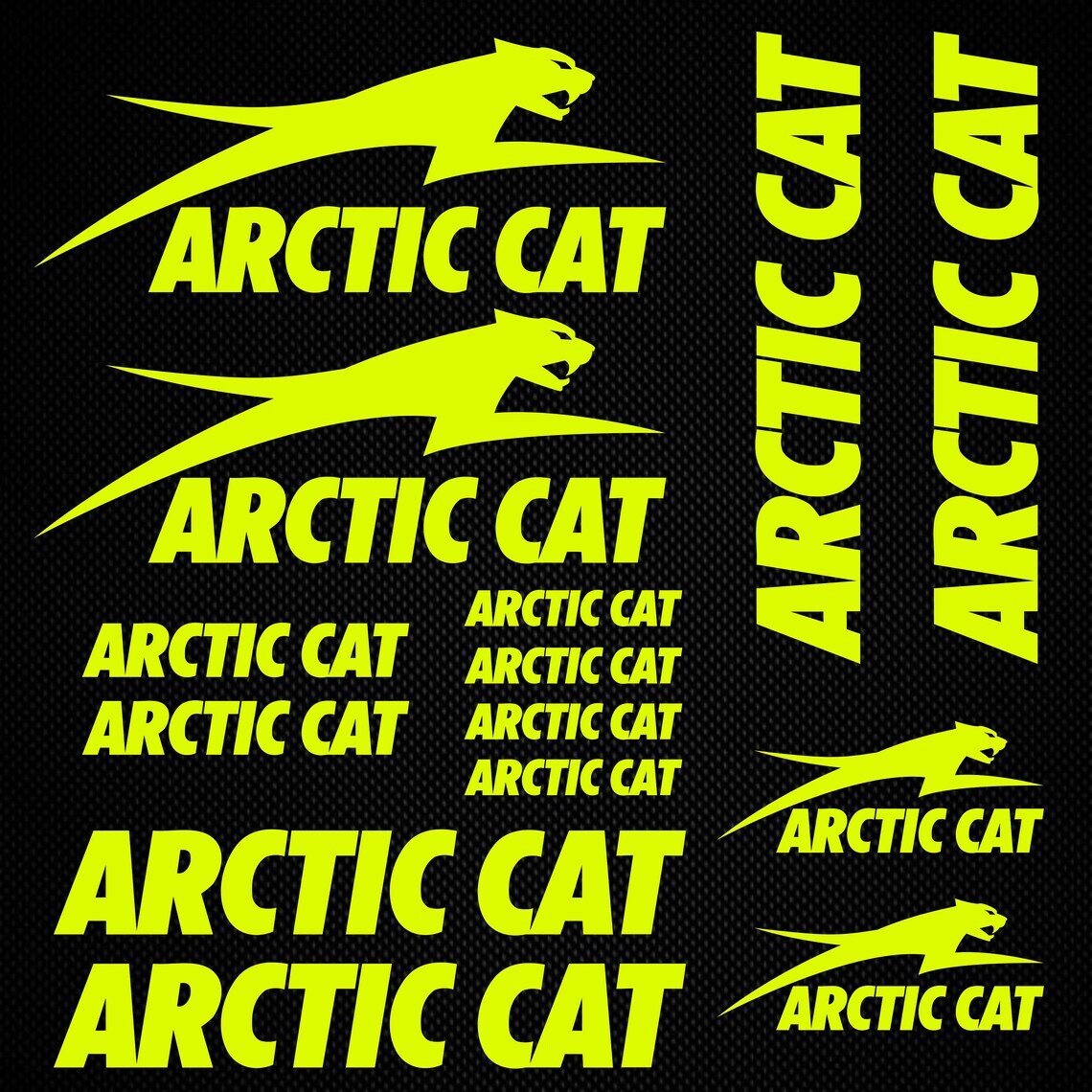 Arctic Cat Sticker Set | Snowmobile Decals With Neon Color Racing Team ...