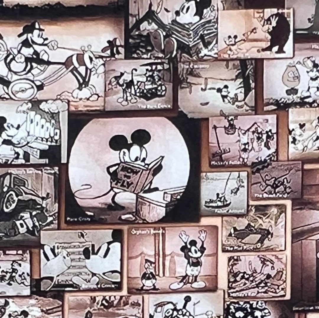 Classic Mickey Mouse Remnants | 100% Cotton Fabric - Etsy