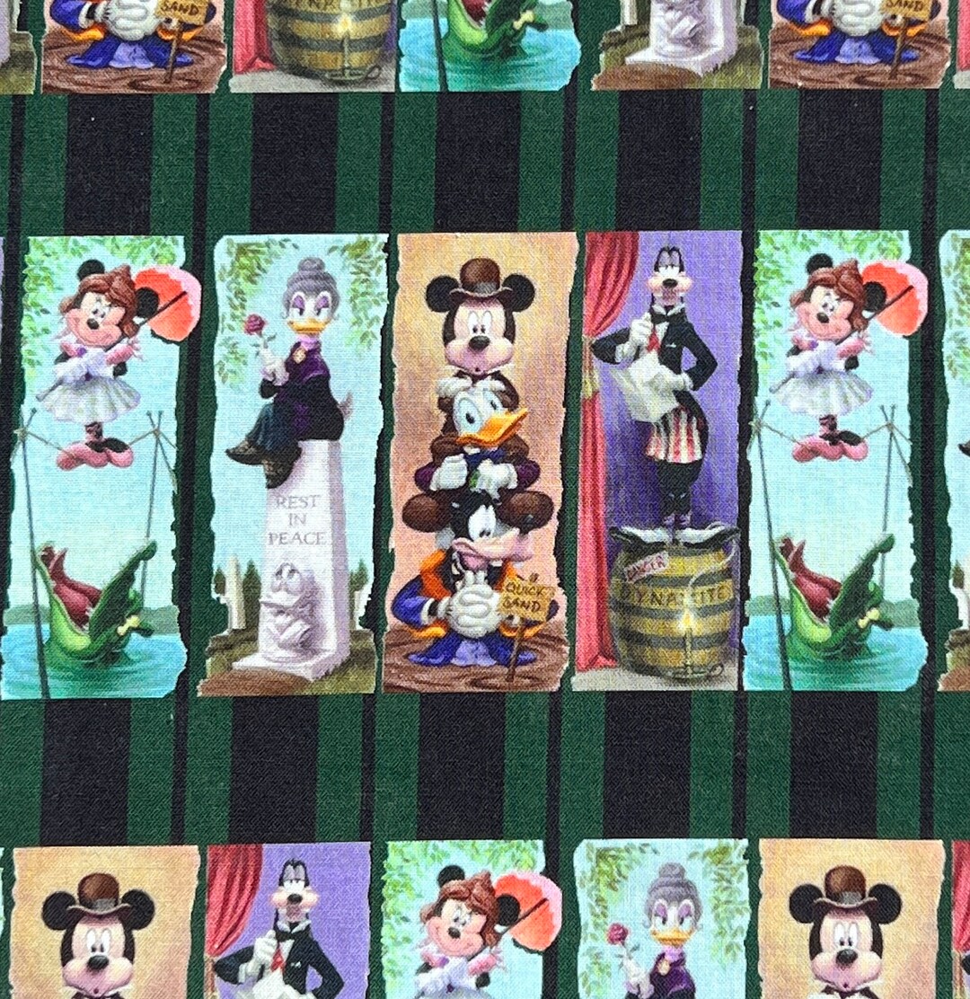 Haunted Mansion Stretch Paining Remnants 100% Cotton Fabric Mickey ...
