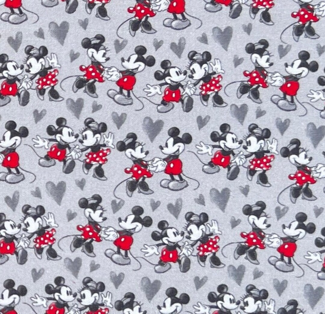 Mickey and Minnie Mouse in Love Remnants 100% Cotton Fabric - Etsy