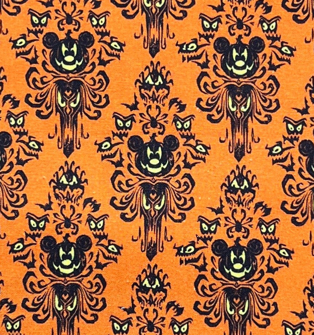 Haunted Mansion Orange Wallpaper Print Remnants 100% Cotton Fabric - Etsy