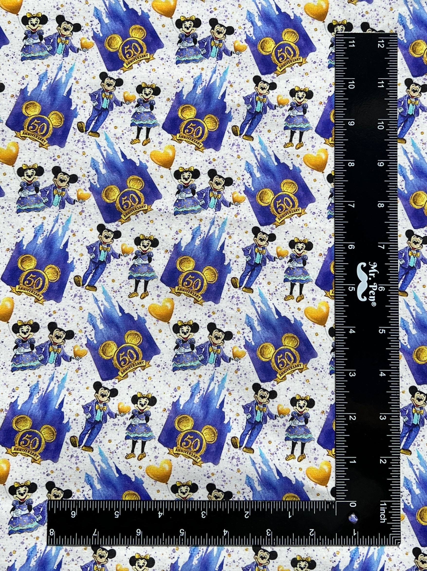 Mickey and Minnie Mouse Anniversary Remnants 100% Cotton - Etsy