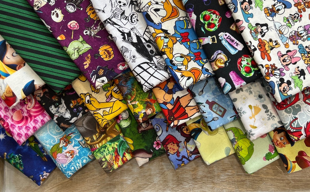 Disney 100% Cotton Fabric Bundle, 6 Fat Quarters, Mystery Grab Bag NO ...