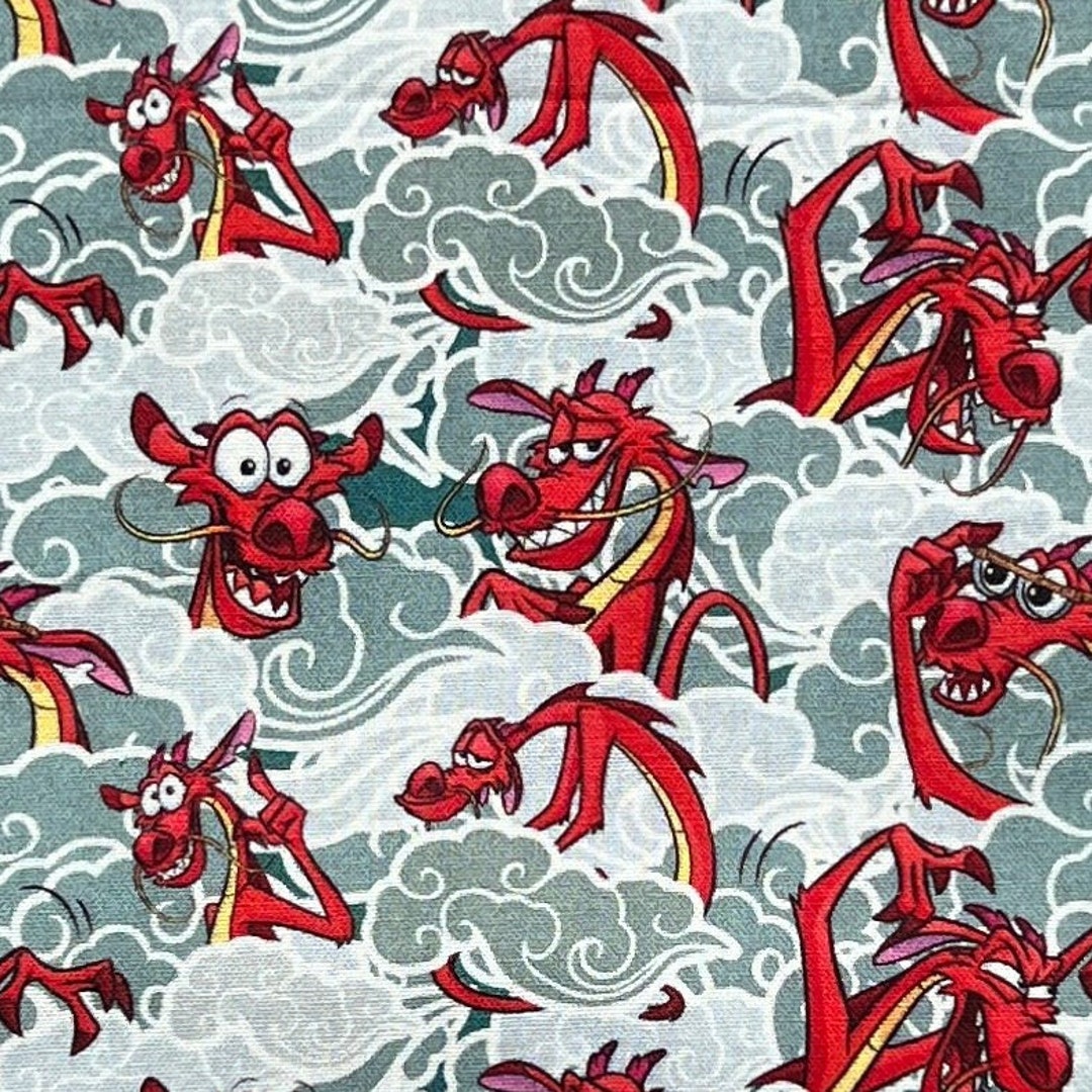 Mulan Mushu the Red Dragon Remnants | 100% Cotton Fabric - Etsy