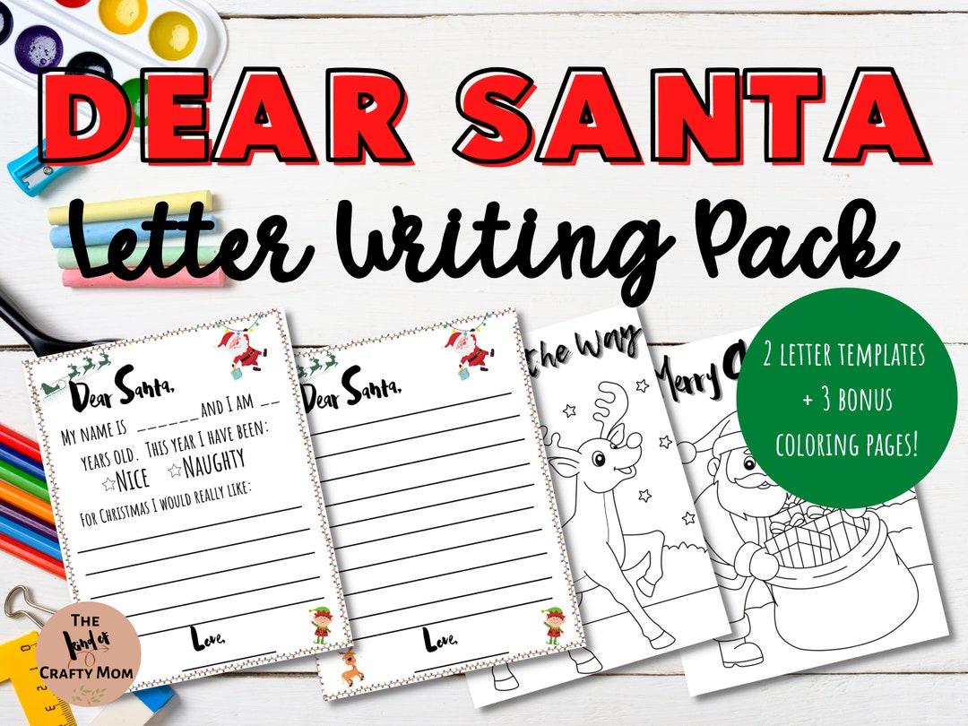 Dear Santa Letter Printable, Christmas Activities for Kids, Writing ...