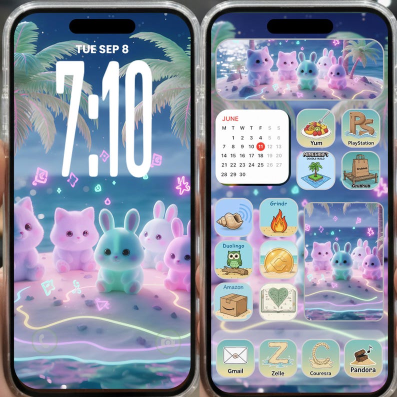 Island App Icons, Widgets & Wallpapers | Tropical Island Kawaii ...