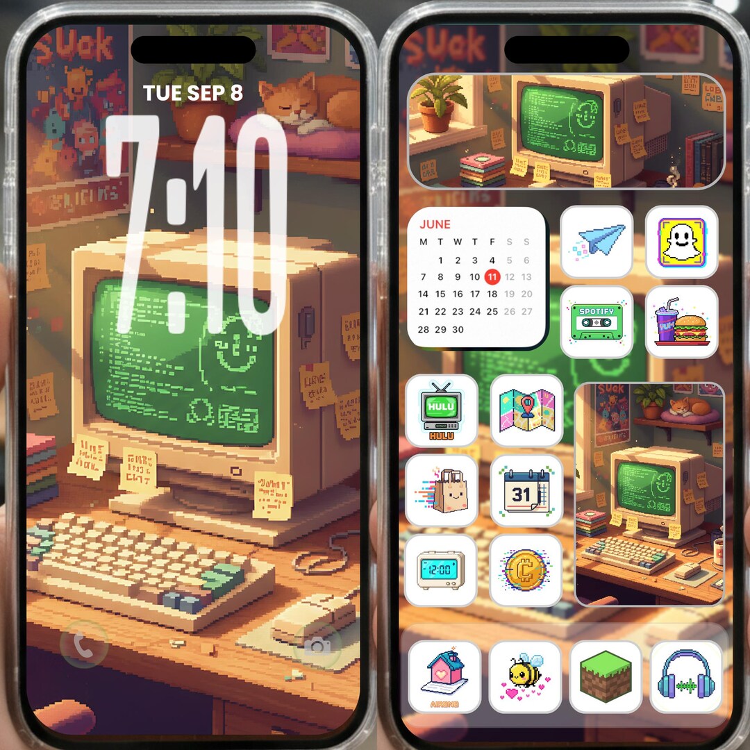 Nostalgia Pixel Art App Icons, Old School Widgets and Wallpapers, Retro ...