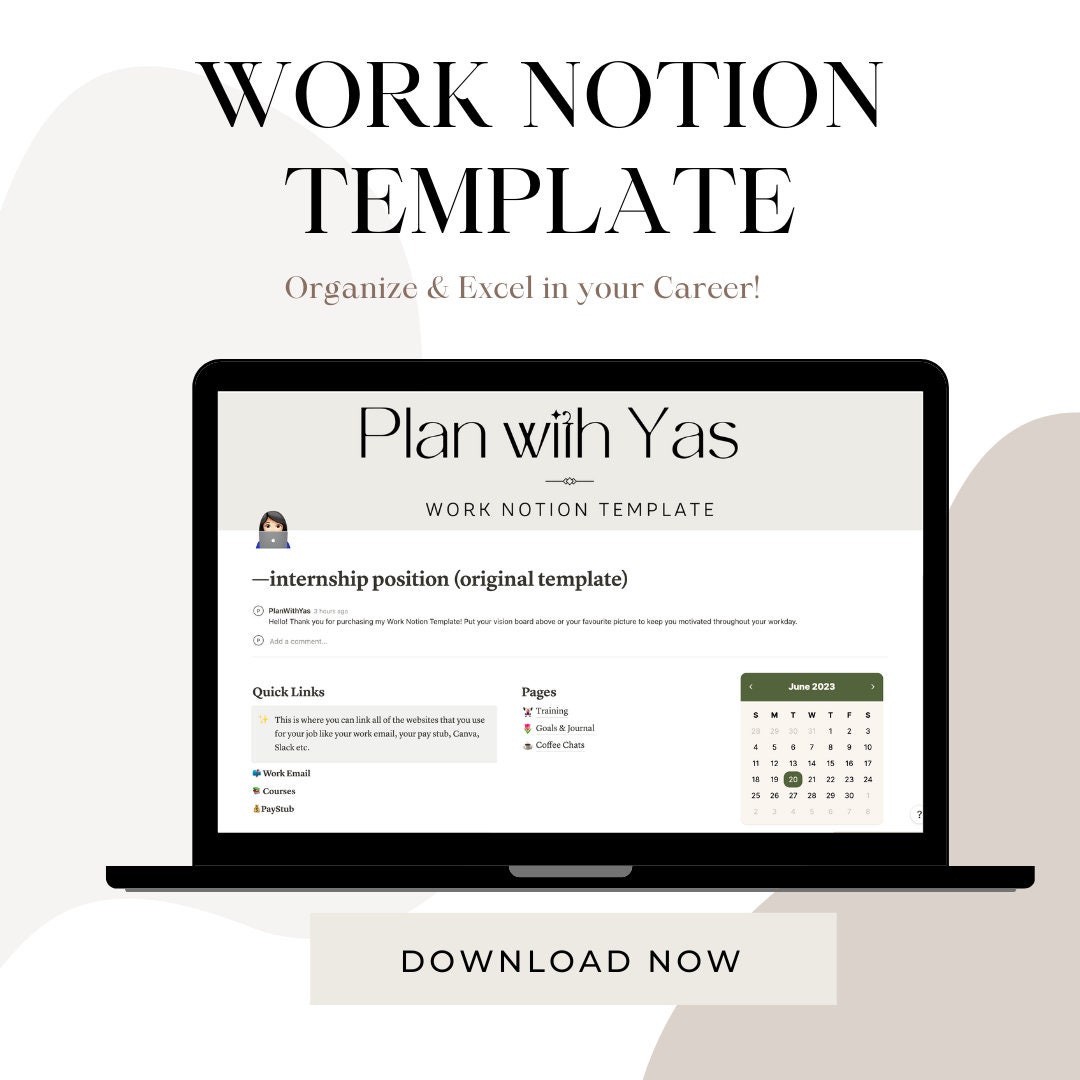 Work Notion Planner Template | Organize Tasks, Coffee Chats, Networking ...