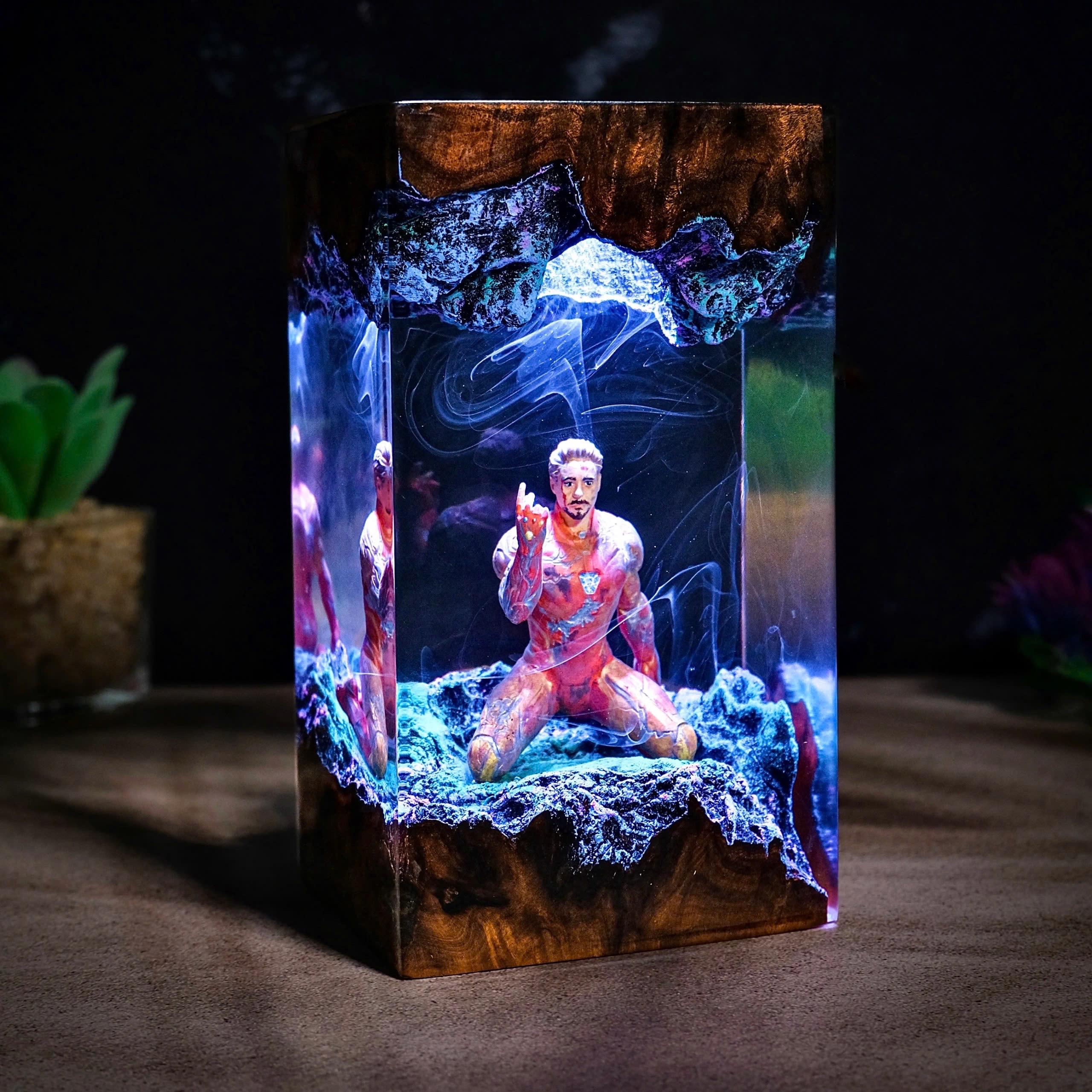 Super Hero Epoxy Lamp Anime Resin Lamp Gaint Hero Figure Terrarium ...