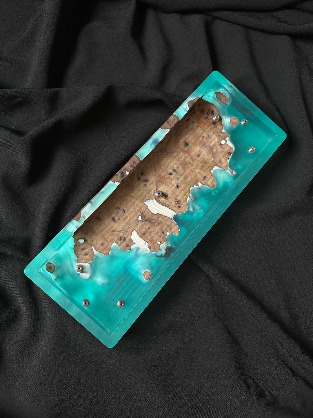 Amboyna Burl Keyboard Case, Turquoise Resin Keyboard Case, Keyboard ...