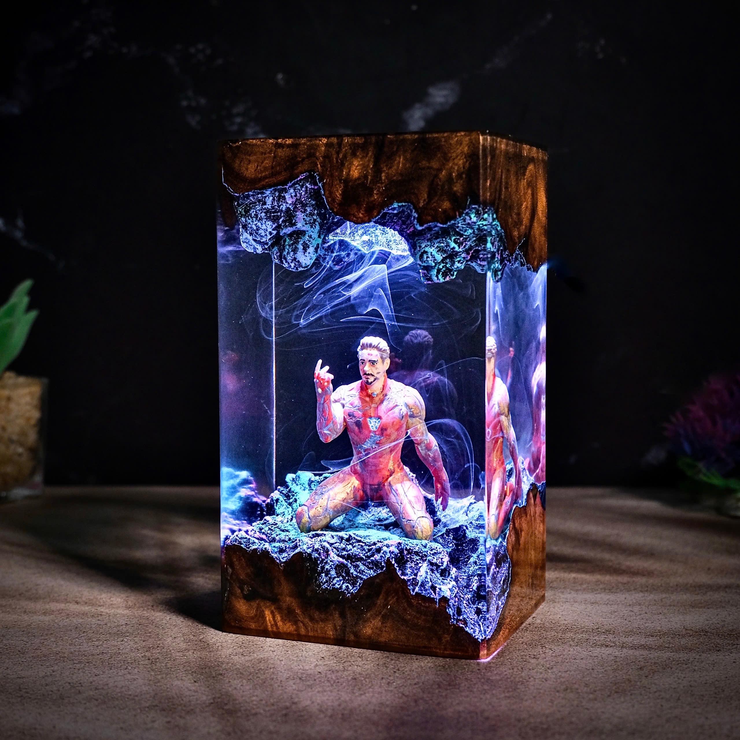 Super Hero Epoxy Lamp Anime Resin Lamp Gaint Hero Figure Terrarium ...