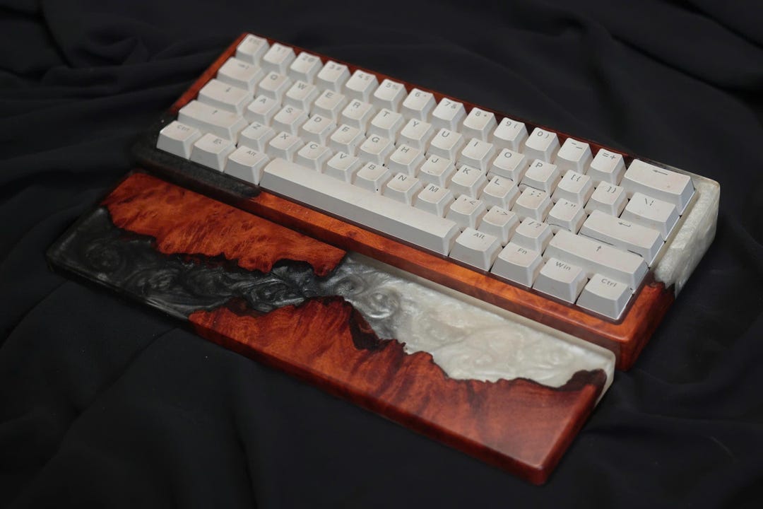 Black and White Keyboard Case, Resin and Wood Keyboard Case, Wood ...