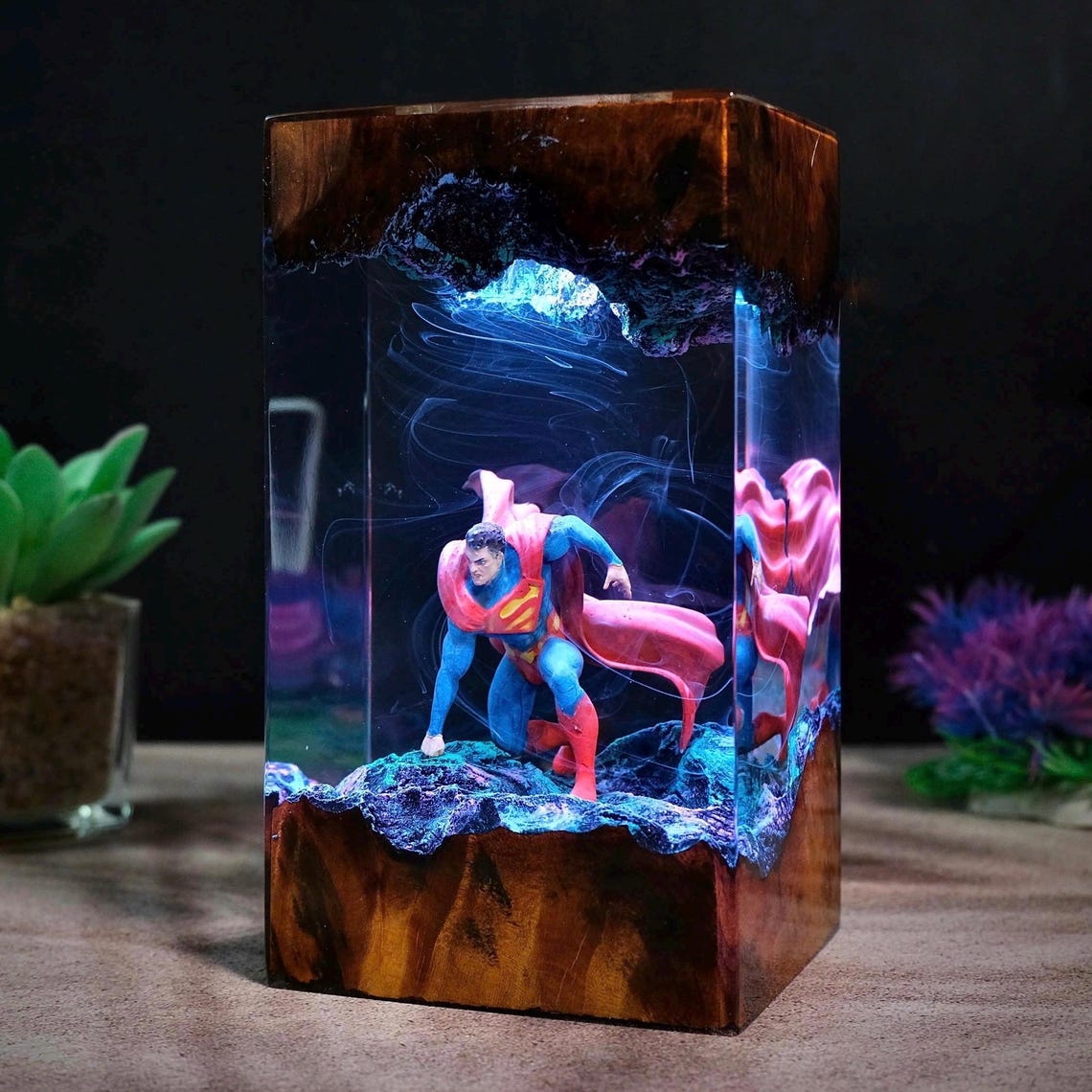 Super Hero Epoxy Lamp Anime Resin Lamp Gaint Hero Figure Terrarium ...