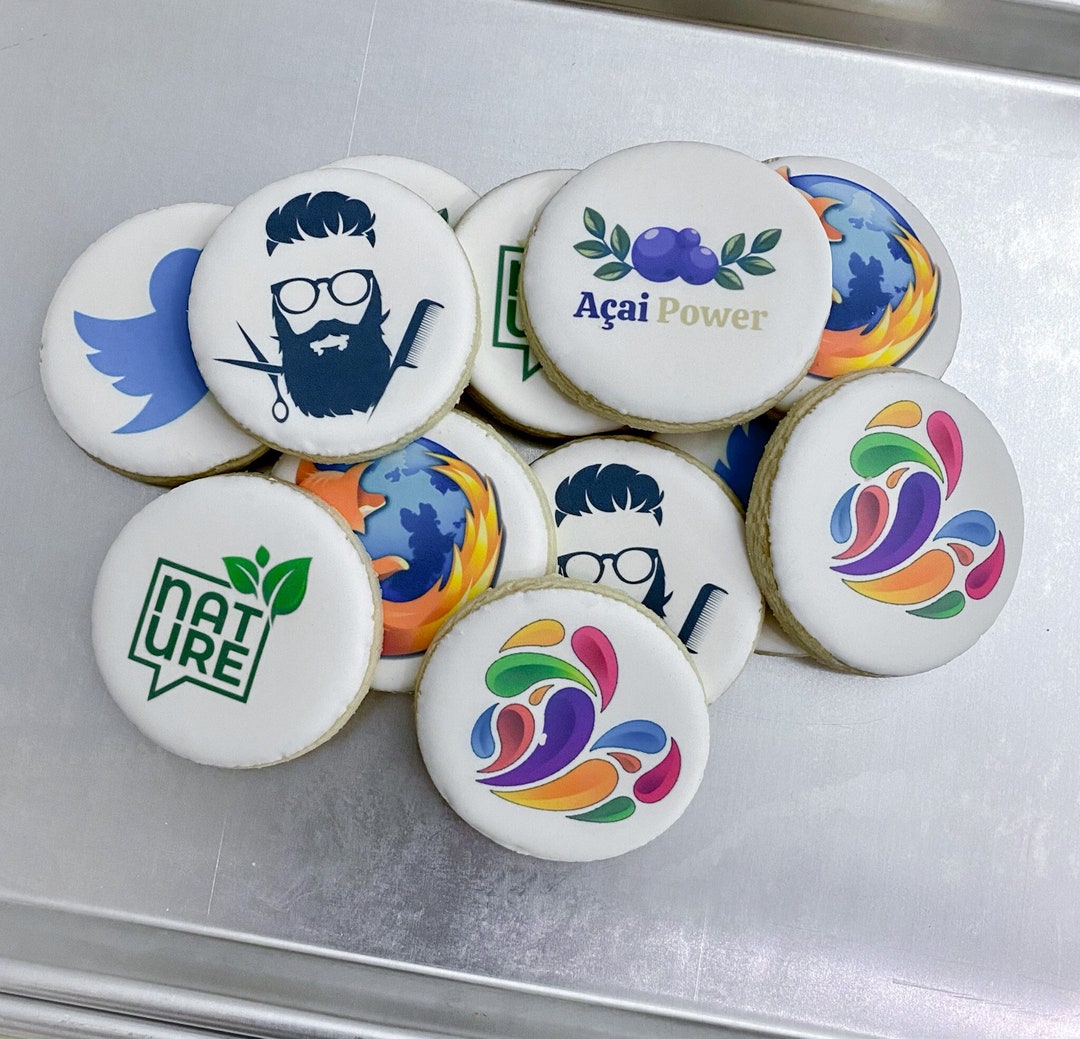 12 Custom Printed Logo Cookies - Etsy