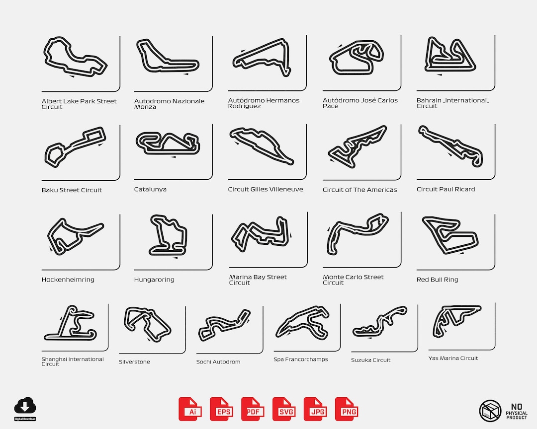 F1 Circuit Vector ai, Eps, SVG, PDF and Image jpg, Png - Etsy