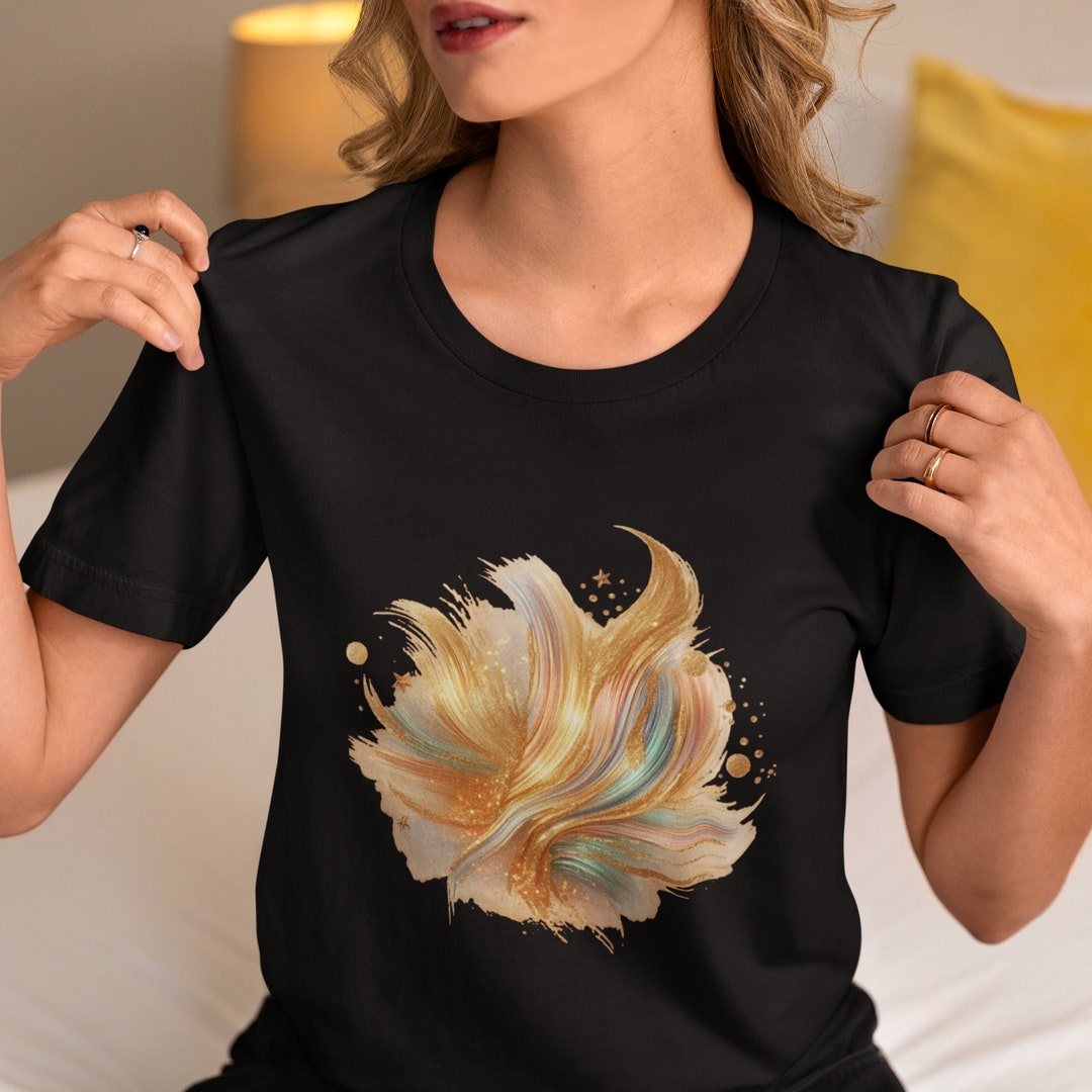Gold Splash Graphic Design Unisex T-shirt Golden Accent Tee Abstract ...