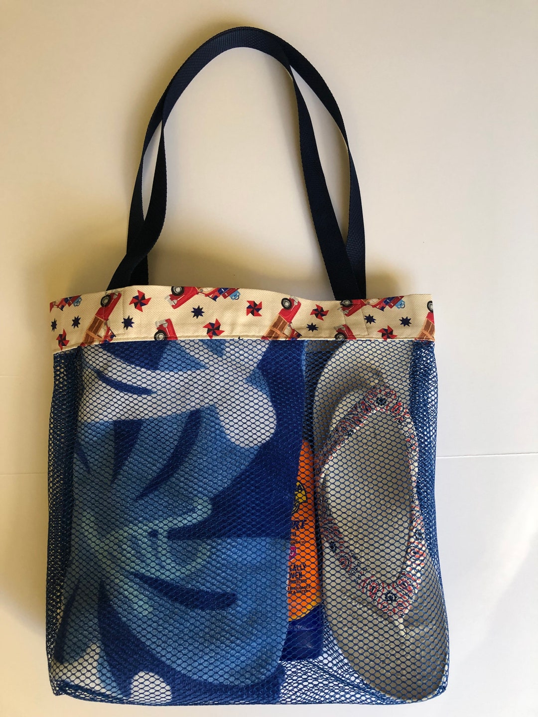 Handmade Tote, Mesh Tote, Beach Bag With Magnetic Snap, Shopping Bag ...