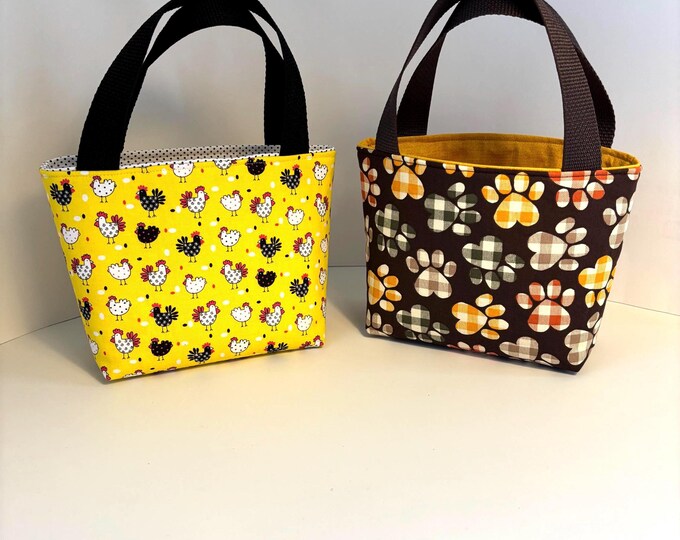 Mini Tote, Gift Bag, Handmade, Small Bag, Reusable Bag, Reusable Tote ...
