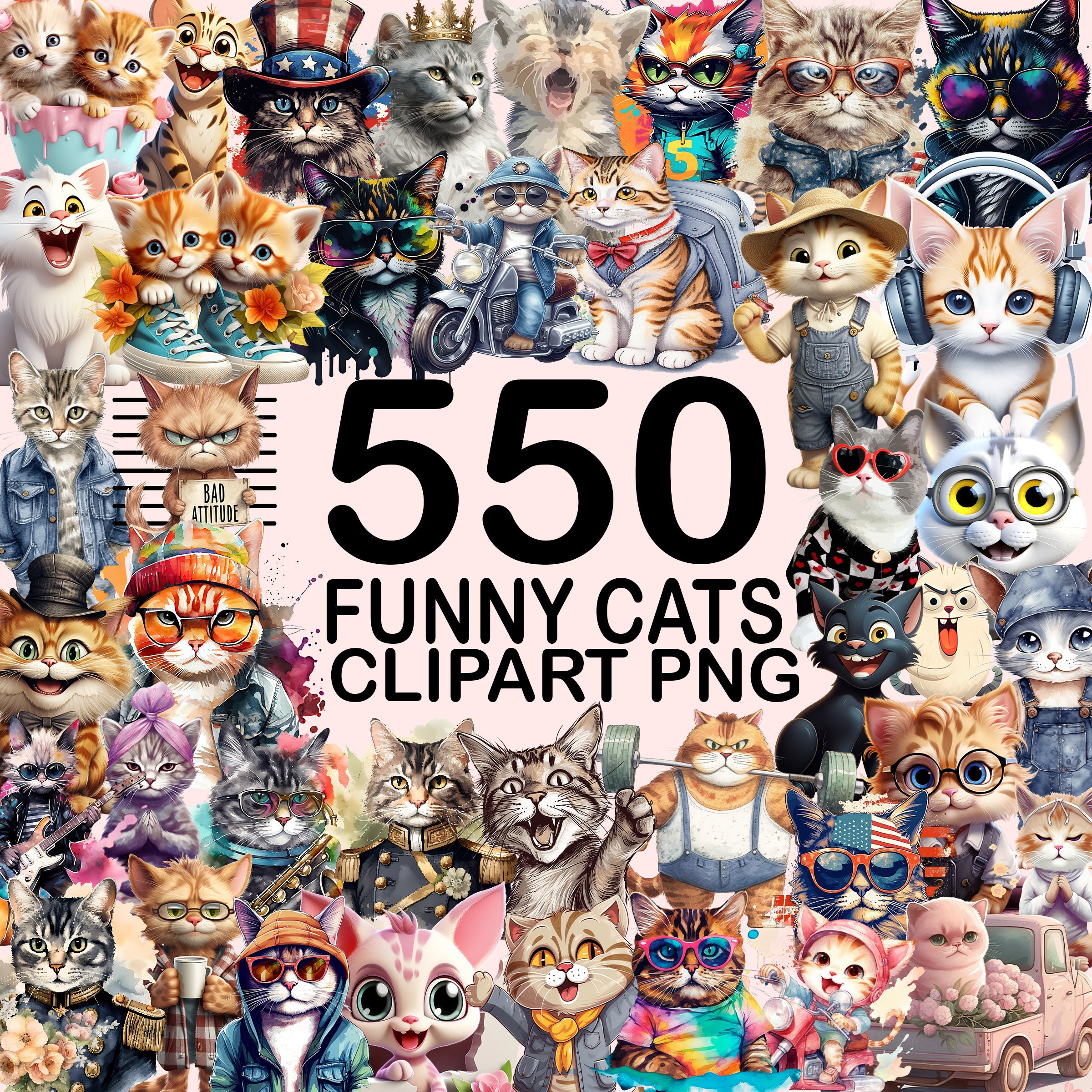 Funny Watercolor CAT CLIPART. Cat Breeds. Watercolor Kitten - Etsy