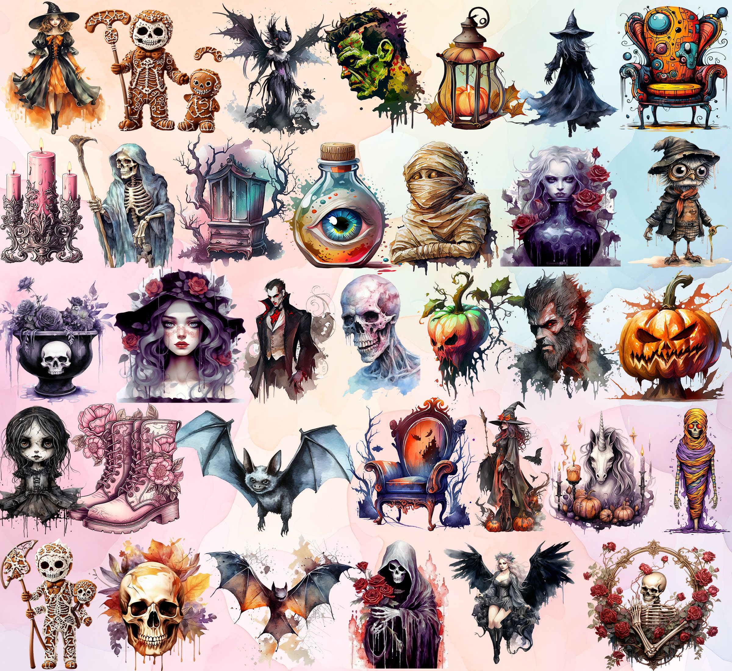 500 Halloween Clipart PNG Mega Bundle Halloween PNG - Etsy