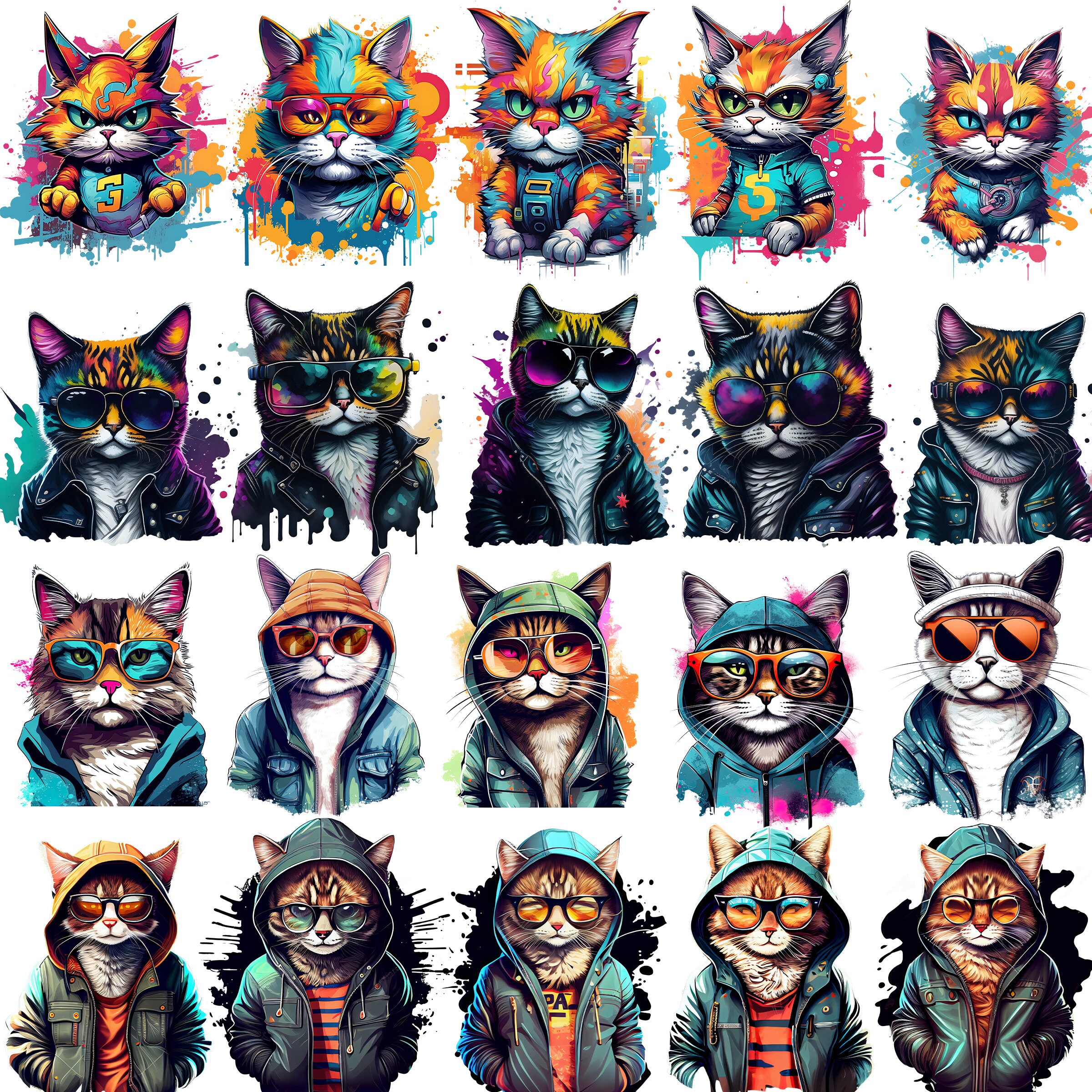 Funny Watercolor CAT CLIPART. Cat Breeds. Watercolor Kitten - Etsy