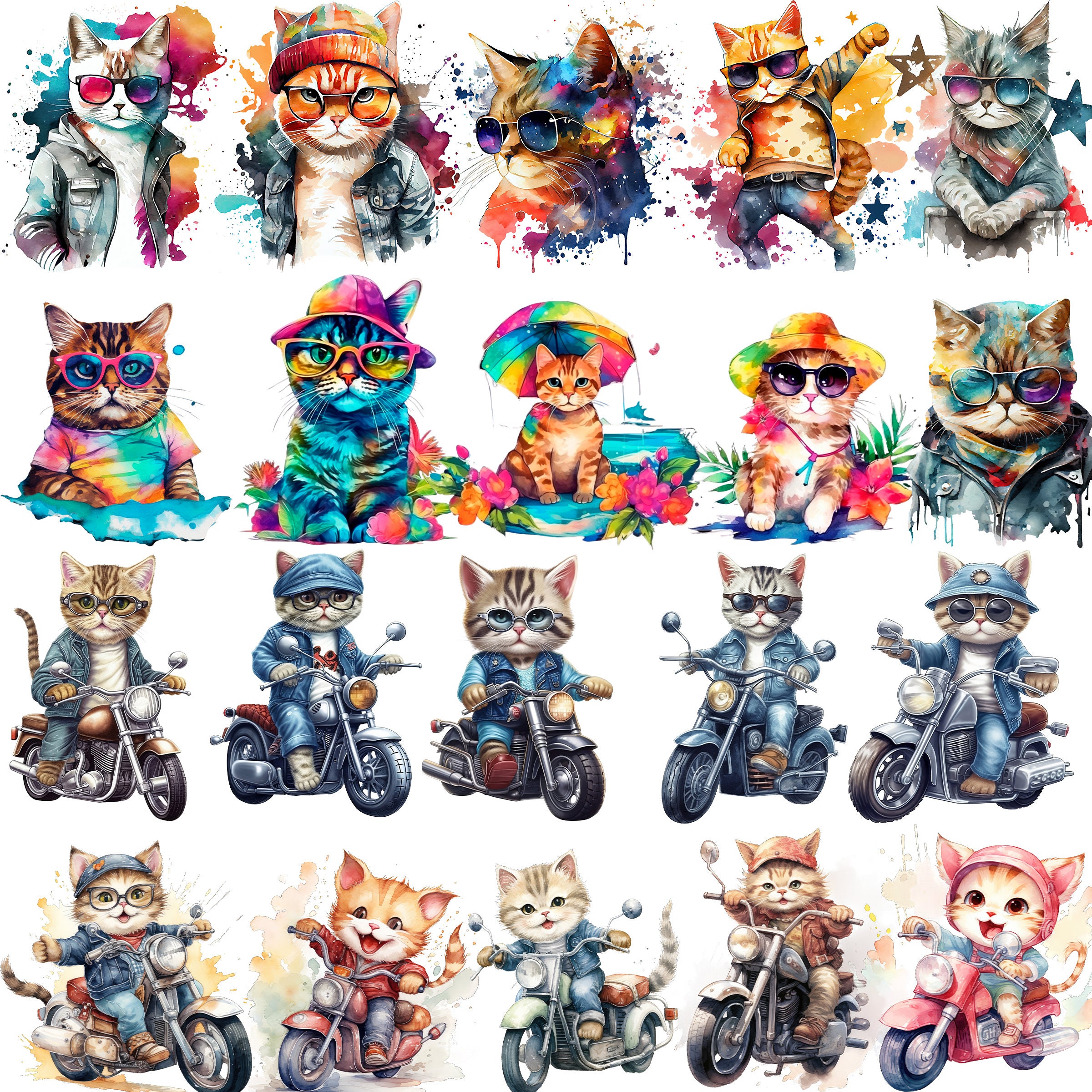 Funny Watercolor CAT CLIPART. Cat Breeds. Watercolor Kitten - Etsy