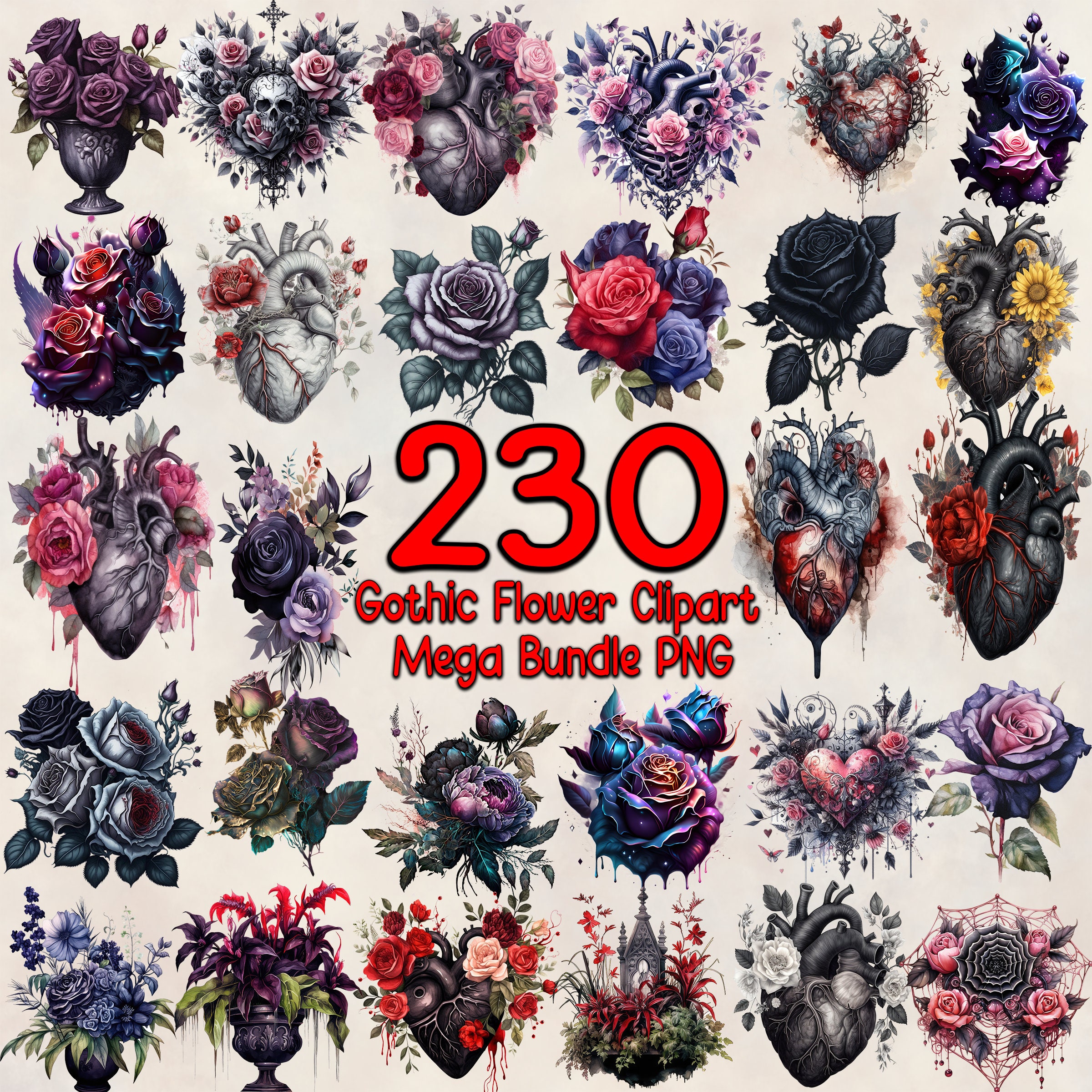 3200 Watercolor Gothic Clipart Bundle,commercial Use, Watercolor Gothic ...