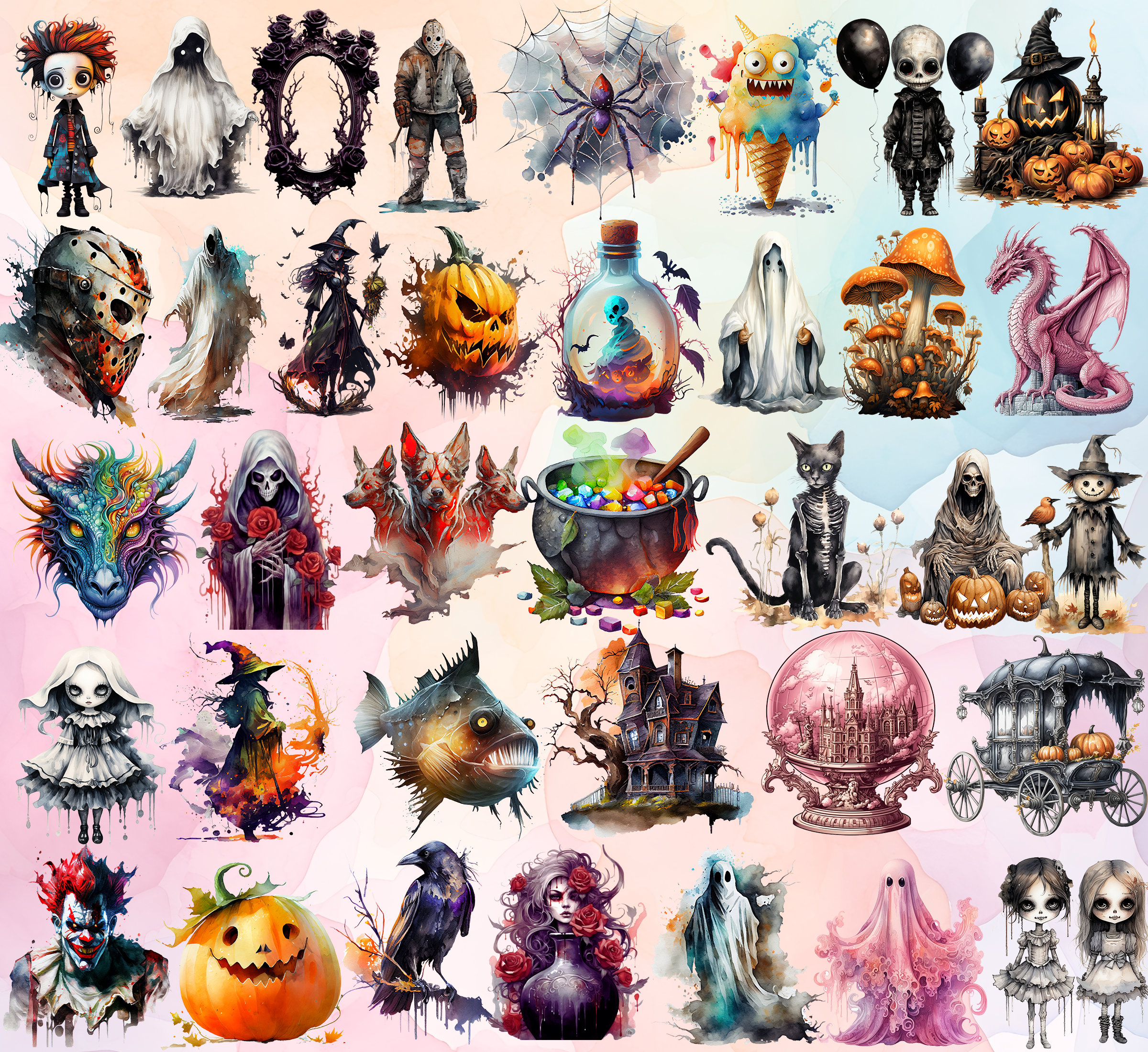 500 Halloween Clipart PNG Mega Bundle Halloween PNG - Etsy