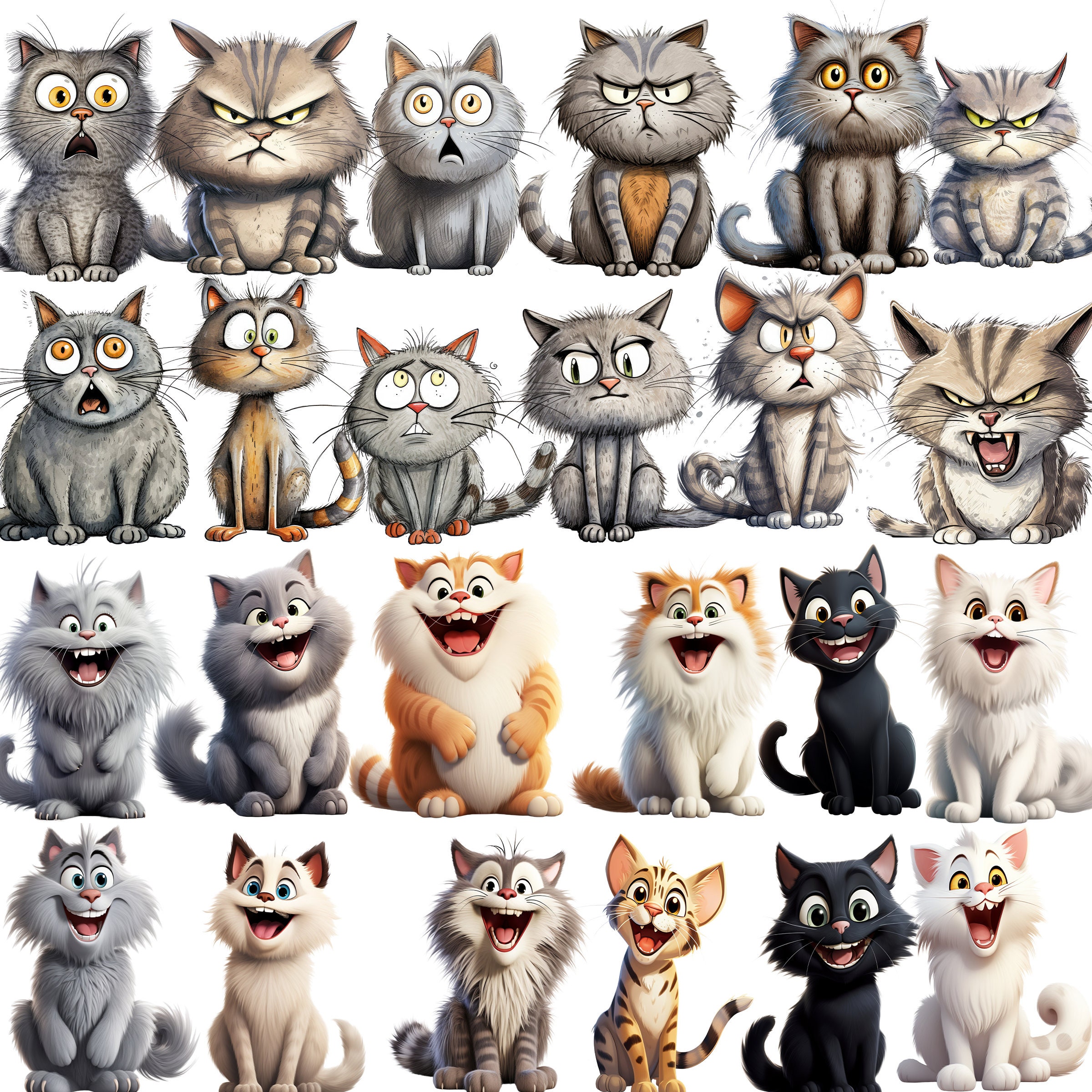 Funny Watercolor CAT CLIPART. Cat Breeds. Watercolor Kitten - Etsy