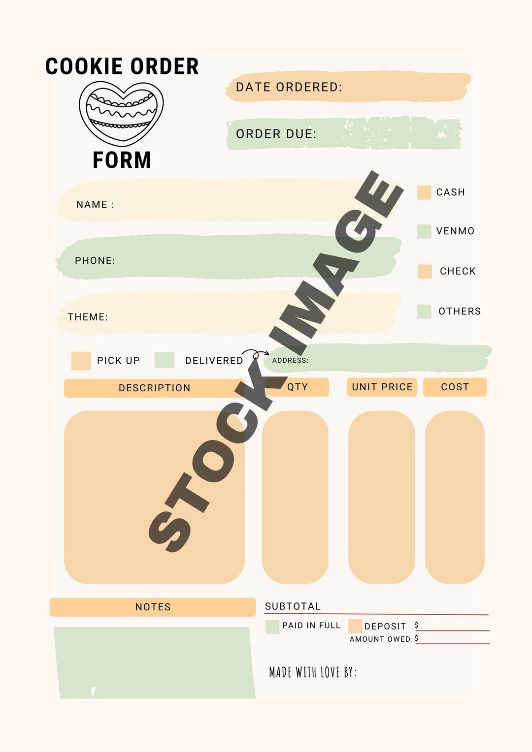 Cookie Order Form (royal Icing) - Etsy