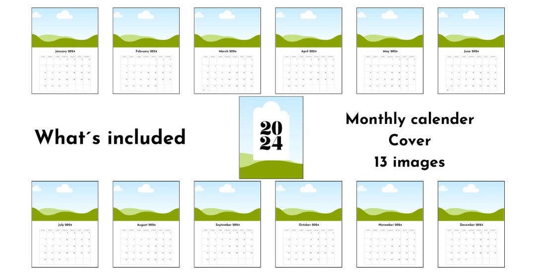 2024 Fully Editable Calendar Canva Template Frame Instant Download - Etsy