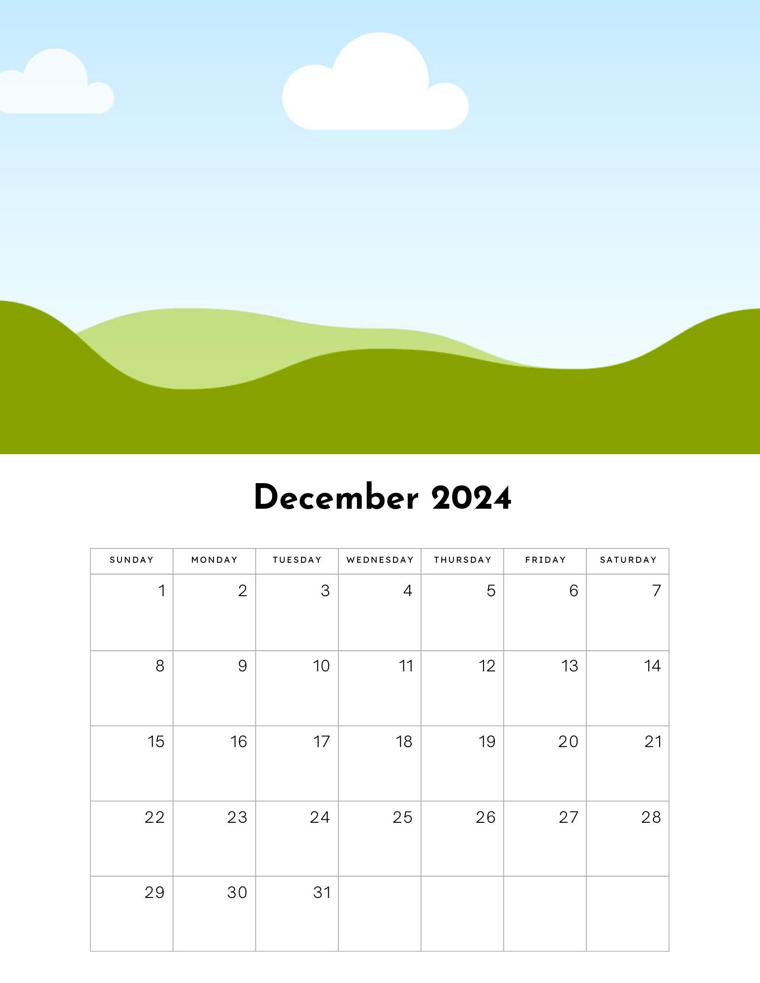 2024 Fully Editable Calendar Canva Template Frame Instant Download - Etsy