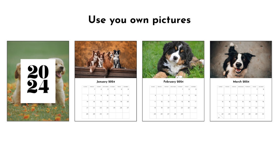 2024 Fully Editable Calendar Canva Template Frame Instant Download - Etsy