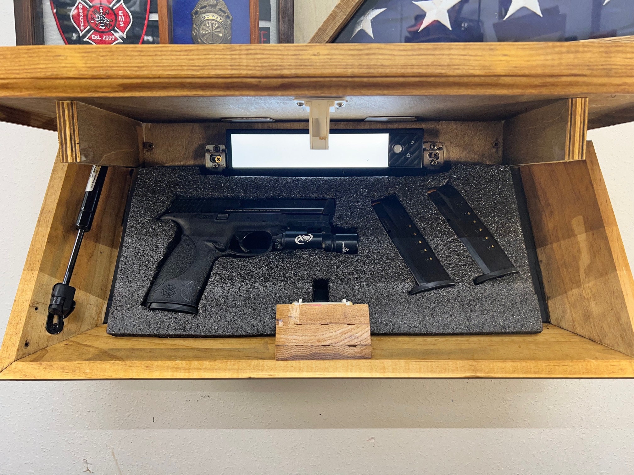 Concealment Shelf With Interior Motion Light Gun Safe Shelf Handmade ...