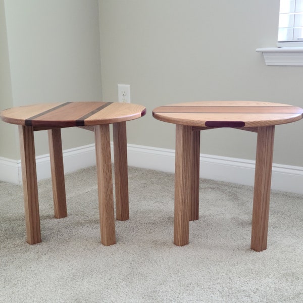 Small Round Oak End Table - Etsy