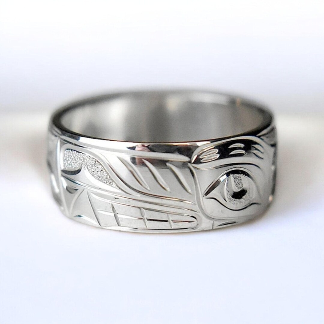 Tapered Totem Ring • Evil Eye Band Ring • Wave Stacking Ring • Sterling ...