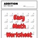 Easy Addition Math School Assignment Printable Instant Digital Download ...