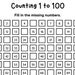 Counting 1 to 100 Number School Assignment Printable Instant Digital ...