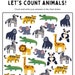 Animal Counting School Assignment Printable Instant Digital Download ...