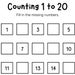 Counting 1 to 20 School Assignment Printable Instant Digital Download ...